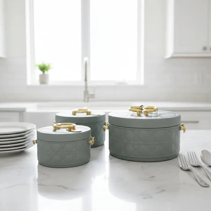 Luxury Kitchen Pot Set with Gold Accents Price Doha Qatar